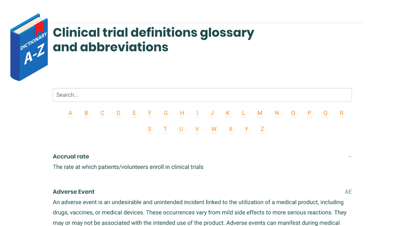 Clinical trial definitions glossary and abbreviations | TRACER